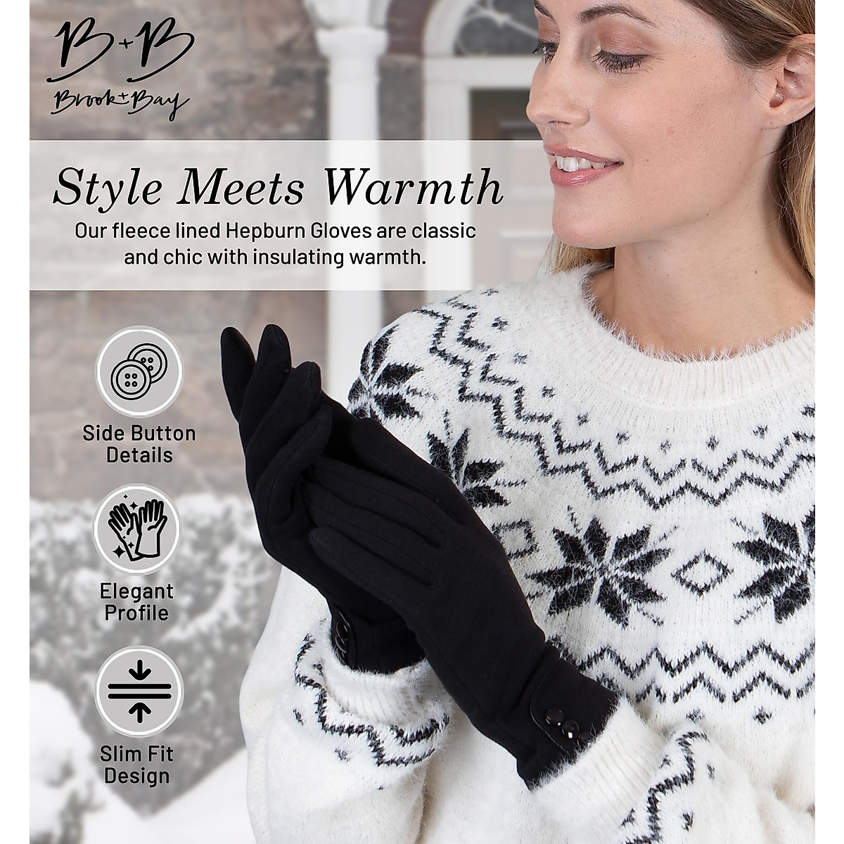 Brook + Bay Women's Gloves for Cold Weather - Women's Gloves w/Touchscreen Fingers - Fleece Gloves for Women - Texting Glove