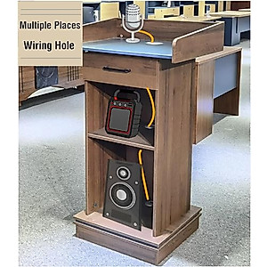 Vintage Lecterns Stable Standing Wooden Podium Square Pulpits with Storage Rack Podium Stand Load 15kg Presentation Stand