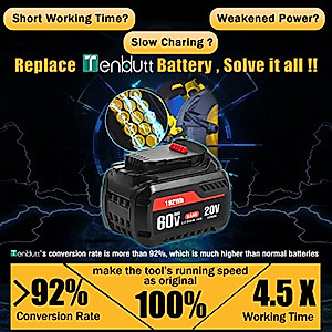 TenHutt 【Upgrade】 20V/60V/120V 9.6Ah High Capacity MAX Lithium-ion Replacement Battery for Flexvolt 20V/60V/120V Cordless Power Tools DCB606 DCB612 DCB206 DCB204 Li-ion Battery