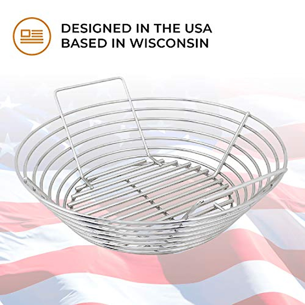 Kick Ash Basket Stainless Steel Charcoal Ash Basket for Kamado Joe Classic - Classic Kamado Grill Charcoal Basket Accessory - Designed in Wisconsin