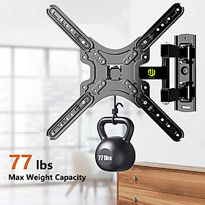 Nuyoah Full Motion TV Wall Mount for Most 26-55 Inches LED OLED 4K TVs, TV Brackets for Wall Mount Swivel Tilts Extension with Perfect Center Design, Articulating Mount Max VESA 400x400mm Up to 77lbs
