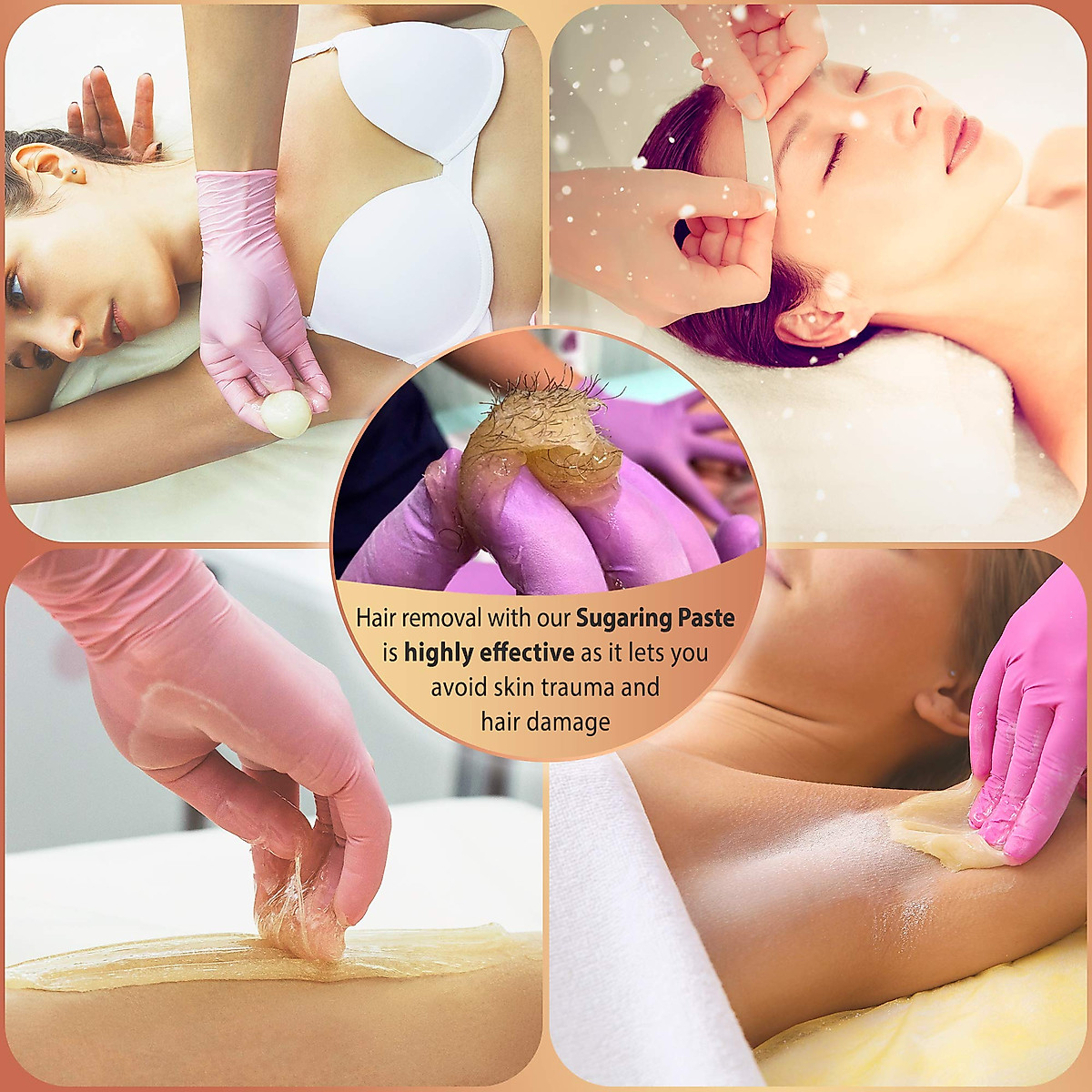 Sugaring Paste Hair Removal Hard Sugar Wax Kit - Luxury Home & Brazilian Bikini Sugar Paste for Body, Organic Depilation Made in USA, 12 oz - For Women and Men