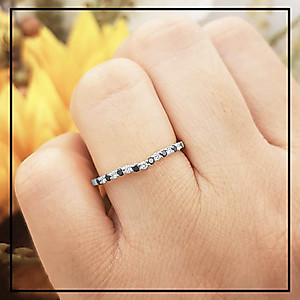 Dazzlingrock Collection Round Black Diamond & White Diamond Anniversary Band for Women (0.25 ctw) in 10K White Gold, Size 7