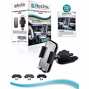 Bestrix Cell Phone Holder for Car, CD Slot Car Phone Holder, Hands Free Car Mount with Strong Grip Universal for iPhone, 12/11/11Pro/Xs MAX/XR/XS/X/8/7/6 Plus, Galaxy S/20/10/S10+/S10e/S9/S9+/N9