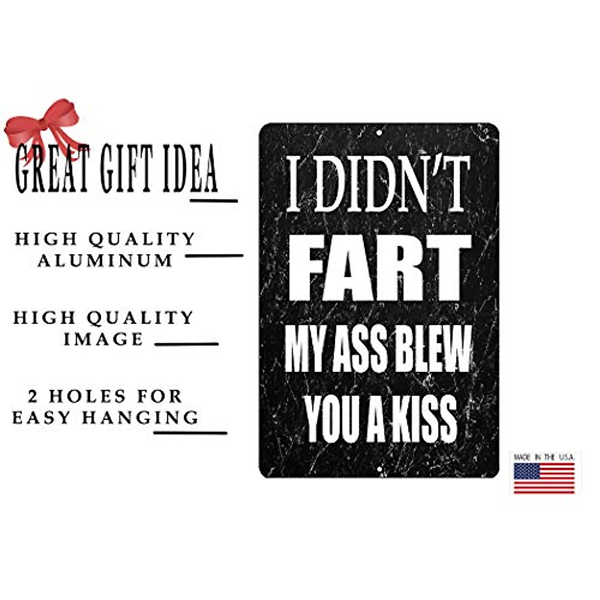 Rogue River Tactical Funny Sarcastic Metal Tin Sign, 12x8 Inch, Wall Décor- Man Cave Bar I Didn't Fart Blew You Kiss