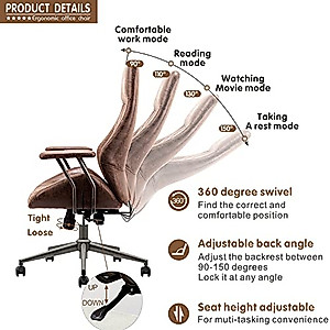XIZZI Ergonomic Chair, Modern Computer Desk Chair,Executive Swivel Task Chair with Armrests Support (Dark Brown)