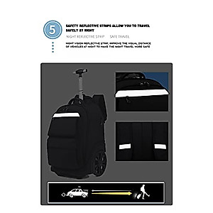 Waterproof Rolling Laptop Backpack Wheeled Carry-on Trolley Luggage,Business Travel Backpack,Multipurpose Waterproof Wheeled Backpack for Men and Women (Blue)