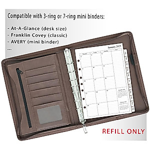 2023 Monthly Planner Refill 5-1/2" x 8-1/4", 12 Months from January 2023 to December 2023, Two Pages Per Month, Ruled Box, Desk Size 4, 7-Hole Punched