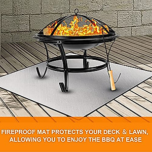 40" Square Fire Pit Mat Grill Mat,DocSafe Fireproof Mat 4 Layers Fire Pit Pad for Deck Patio Grass Outdoor Wood Burning Fire Pit and BBQ Smoker,Easy to Clean,Black & Silver