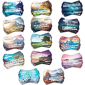 70 Bible Verse Encouragement Cards (7 Verses 10 of Each) - Blank Back Kudos Thank You Appreciation Inspirational Religious Christian Scripture Quotes Prayer Mini Postcards - Teachers, Mom & Dad Gift