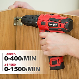 POPULO 12V Max Lithium-ion Cordless Combo Kit (3-Tool), Power Drill Driver, 1/4 in. Impact Driver, Power Rotary Tool Combo Kit with 2.0Ah Batteries (2-Pack), Charger and Tool Bag
