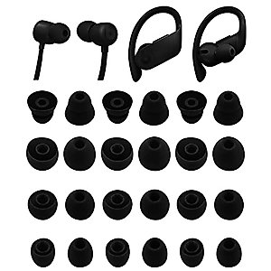 Rqker Ear Tips Compatible with Beats Flex & Powerbeats Pro & BeatsX, S/M/L/D Sizes 12 Pairs Soft Silicone Ear Tips Eartips Earbuds Tips Compatible with Beats Flex & BeatsX & Powerbeats Pro, 24 Black