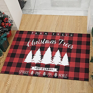 GlowSol Christmas Bath Mat, 16x24 Xmas Diatom Mud Bathroom Rugs Absorbent Floor Mat Quick-Drying Christmas Decorative Doormat Entryway Door Mat Throw Rug Christmas Kitchen Laundry Small Area Rug Deer