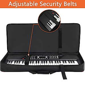 SNIGJAT 61 Key Keyboard Case Soft, Full Padded Piano Case with Handles and Adjustable Shoulder Straps, Waterproof Piano Keyboard Case with 3 Pockets for Accessories (Size: 39.5"x15.8"x4.8")
