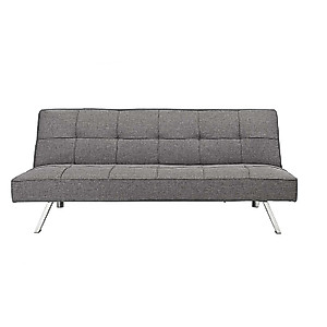 KNAMOTL Convertible Folding Futon Sofa Bed, Lounge Chair Single Bed, Modern Sofa Bed with Metal Frame and Stainless Leg for Living Room Bedroom Office, Grey