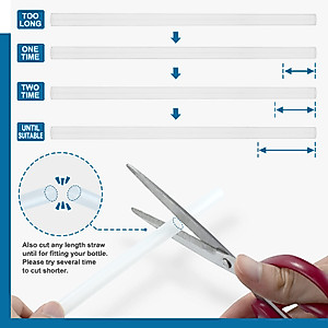Replacement Reusable Straws for BuildLife 1/Half Gallon Water Bottle 128oz/64oz - 4 Set 10'' Long,Outer Diameter 0.374'' Cut Short to Fit Bottles,with 2 Cleaning Brush