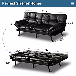 Opoiar Futon,Convertible Sofa Bed,Modern Futon Sofa Bed,Folding Loveseat Sofa,Sleeper Sofa,Futon Couch Bed,Adjustable Armrest&Backrest,Futon Sets for Compact Living Spaces,Apartment,Dorm,Office,Black