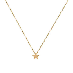 Valloey Rover Gold Star Necklace,Dainty 14K Gold Plated Sterling Silver Round Dot Tiny Heart Little Star CZ Choker Necklace Jewelry Gift for Women(NCK-Gold-star)