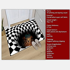 Meilihua, 3D Vortex Optical Illusion Rug Round Carpet Clown Doormat for Lvining Bedroom, Black White Plaid Round Rugs 3D Visual Optical Floor Mat (Colour, 5080)