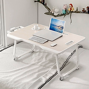 Laptop Desk Tray Foldable,Asltoy Laptop Desk with Drawer Book Stand Lap Desk for Bed Laptop Bed Tray Lap Table Adjustable,Notebook Desk Laptop Table Portable Notebook Tablet Table for Couch (Beige)