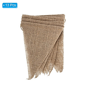 PATIKIL 9.8Ft Cotton and Linen Burlap Banner Triangle Flag, 13Pcs DIY Pennant Banner Hand Painted Decorations for Holiday, Birthday, Wedding, Graduation and Party, Cream