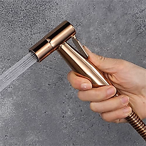 MINJING Bidet Faucet, Single Cold Toilet Bidet Sprayer Douche Kit, Rose Gold Hand Held Shower Faucet Stainless Steel Copper Valve Jet Set,A Set