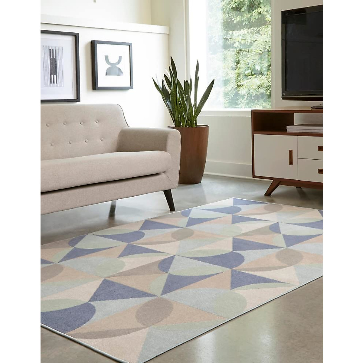 Unique Loom Lotus Collection Area Rug - King (8' x 10', Blue/ Light Blue)