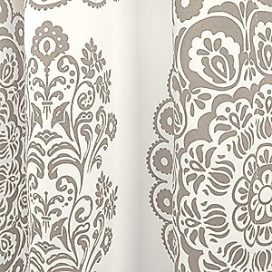 Lush Decor, Gray Evelyn Medallion Room Darkening Window Curtain Panel Pair, 84" x 52" + 2" Header, 84 in x 52