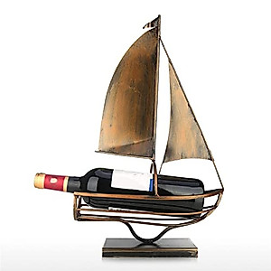 SEASD Sailing Wine Bottle Holder Iron Art European Creative Wine Rack Bottle Storage Holder Home Decoration