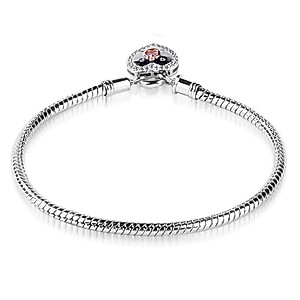 GNOCE Charm Bracelet Sterling Silver DIY Snake Chain Open My Heart Lock Basic Charm Bracelet Bangle with Heart Shaped Lock Clasp (8.7)