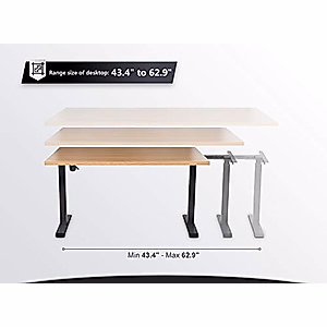 FEZIBO Height Adjustable Standing Desk Frame, Electric Standing Desk Legs for 43.4 inches to 62.9 Inches Desk Tops, Sturdy Stand up Desk Base for Workstation，Black (Frame Only)