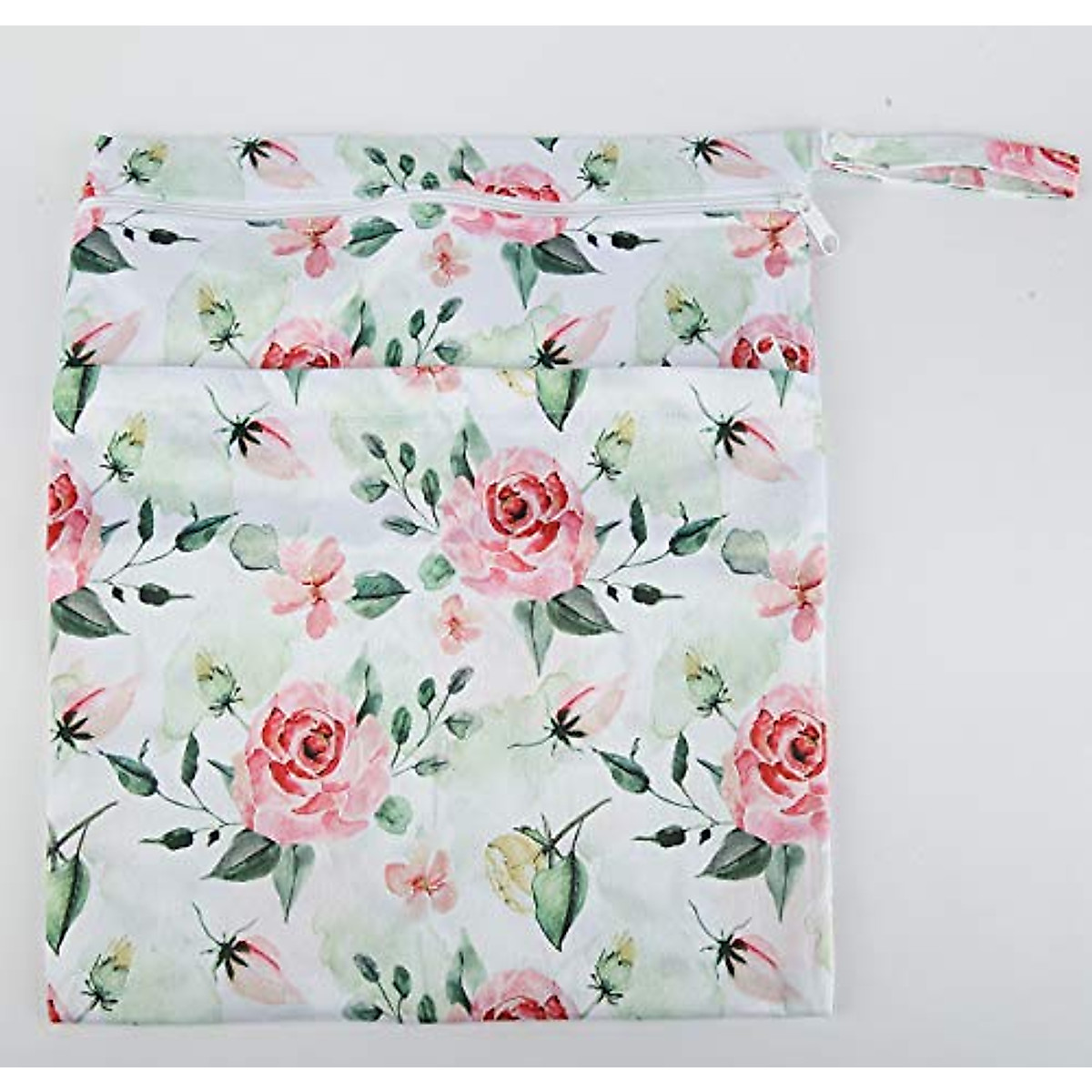 Sigzagor Wet Dry Bag Baby Cloth Diaper Nappy Insert Reusable Washable (Pink Flowers)