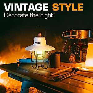 EverBrite LED Camping Lantern, USB C Rechargeable Lantern with 3 Light Modes, Vintage Outdoor Lanterns with Power Bank Function for Power Outages, Hurricane, Emergency, Fishing