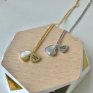 GemKing HV190053-S-G-WH Glow In The Dark Heart Aromatherapy Necklace Essential Oil Pendant Jewelry