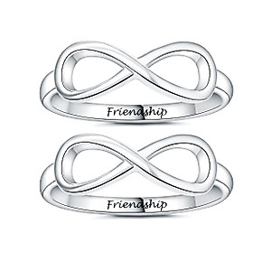 EBAT Couple Matching Ring, Best Friend Ring, 2 Women's Best Friends Promise She and Her Partner Personalized Engraving, Custom Name, Sterling Silver
