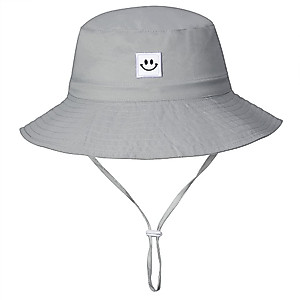 Baby Sun Hat Toddler Bucket Hat for Boys 2-7 Years 2pack Smile Face Grey/Navy