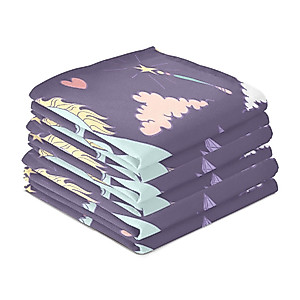 Kigai 1 Pack Rainbow Star Unicorn Kitchen Towels Soft Highly Absorbent Dish Towels Reusable Tea Towels Set 28 x 18 Inch