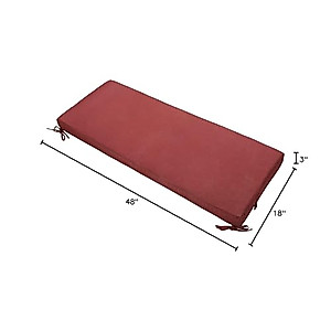 Outdoor Bench Cushion Cover 48 x18 x 3 inch,Waterproof Cover with Zipper&Ties,Fade-Resistant Slipcover,Patio Porch Swing Cushion Cover Replacement Only,No Insert(Dark Red)