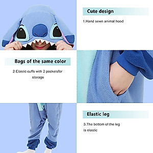ZEALOVE Adult Stich Onesie Animal Pajamas Christmas Cosplay Costumes Party Wear Blue L