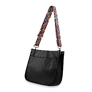Vegan Leather Medium Crossbody Bags for Women Cross Body Purses Women's Crossbody Handbags Guitar Strap Purse Shoulder Underarm Hobo Bag Adjustable Straps Replacement Fashion Retro Casual Black
