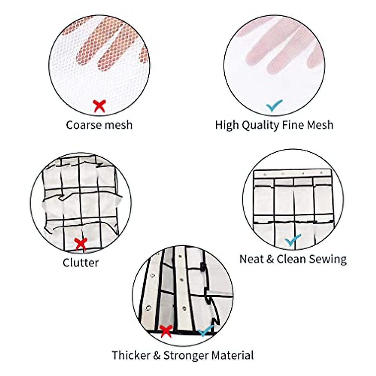 Aosome Over The Door Hanging Pantry Organizer 24 Large Mesh Pockets Door Storage Bag for Shoe Toys and Sundries White