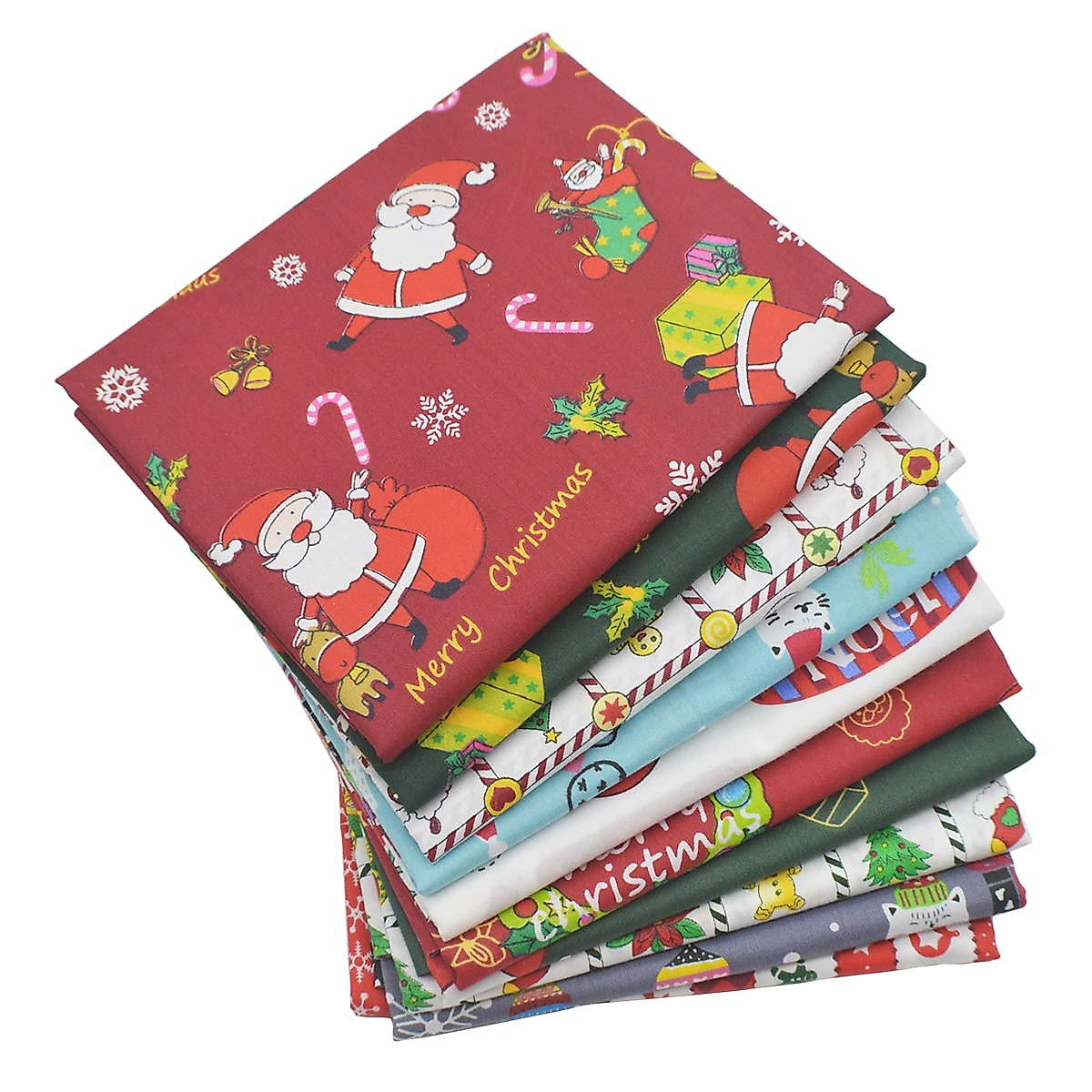 iNee Christmas Fat Quarters Fabric Bundles, 100% Cotton Quilting Sewing Fabric, 18 x22 inches