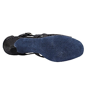 Very Fine Dancesport Shoes Ladies' Latin, Rhythm & Salsa Dance Shoes - SERA7017 2.5 Inch Heel + one Pair of Heel Protectors Bundle (Black, Numeric_8)