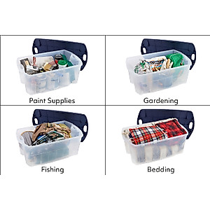 Rubbermaid 28 Gallon/112 Quart Jumbo Clear Tote, Pack of 2, Stackable, Large Capacity, Clear Bins/Bright Green Lids, Home, Garage, and Office Storage Organizer, Durable Snap-Tight Lids