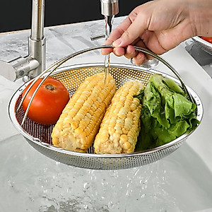 Multifunctional All-In-One Pan Steamer Basket with Handle, Household Stainless Steel Draining Basket Fine Mesh Steam, Dishwasher Safe, Perfect for Steaming Vegetables, Easy Use (S-8.85IN)