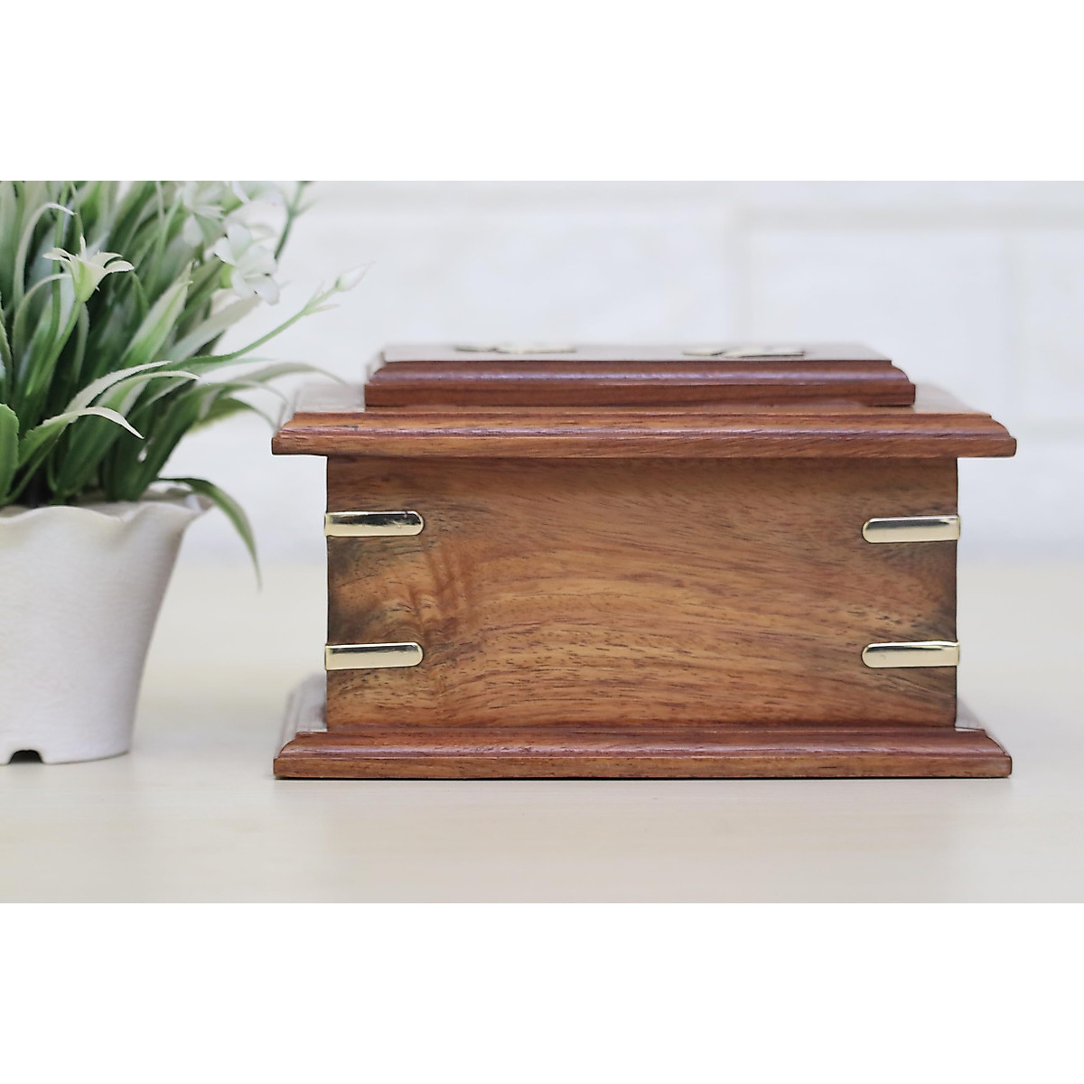 Wooden Brass Paw Print Pet Urns | Funeral Urns | Keepsake Urns | Rosewood Urns | Wood Cremation Urns for Cat and Dog Ashes | Decorative Urna | Burial Urn