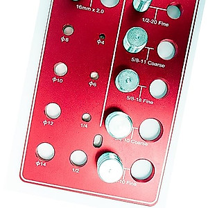 DarSeity DS-34 Nut and Bolt Thread Checker, 15 Metric & 19 Standard Nut & Bolt Size Identifier Gauge, append 8 Drill Gauges, Solid Aluminum Body