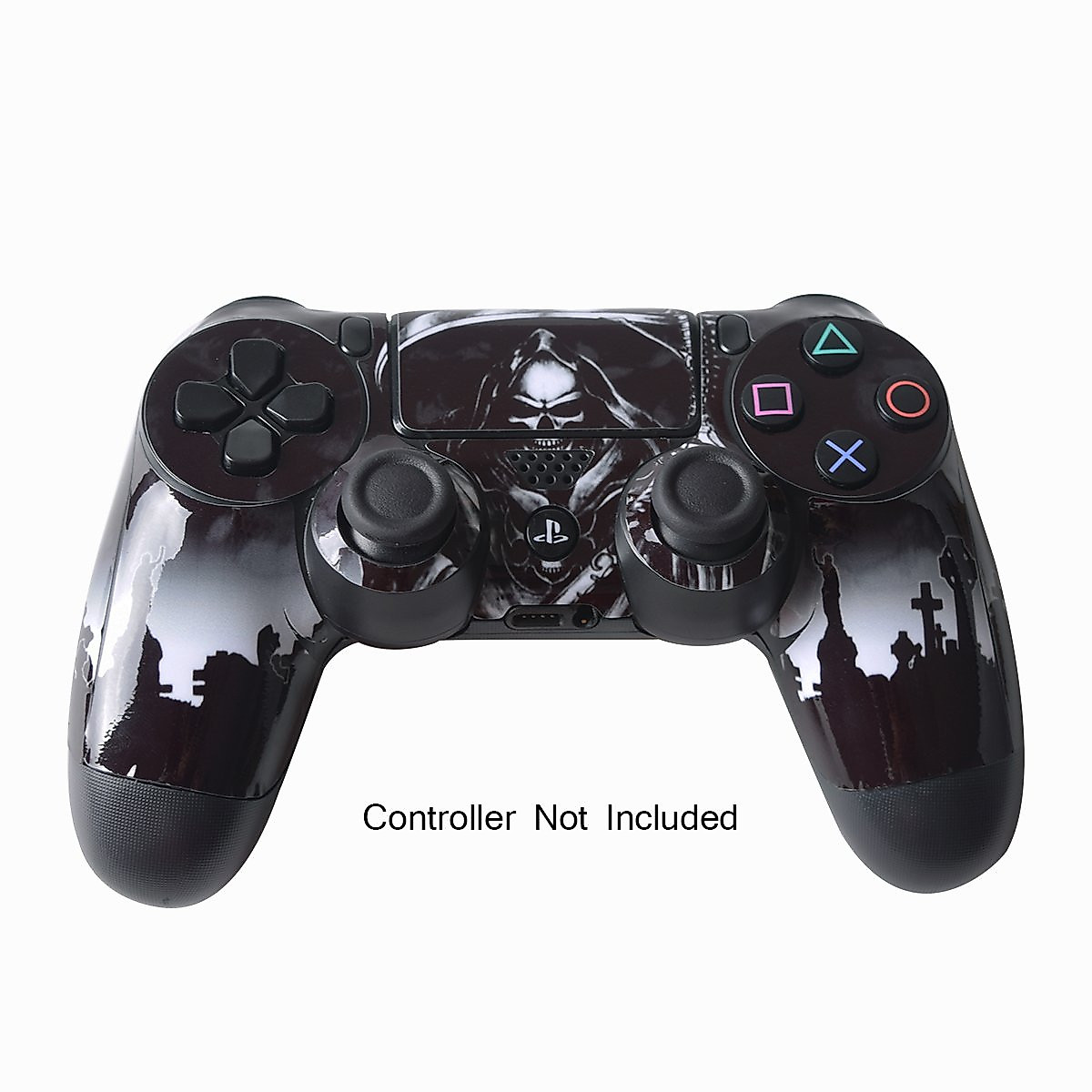 GameXcel Skins Compatible with PS4 Controller - Stickers Compatible with Playstation Dualshock 4 - Decals Cover Skin Accessories Compatible with PS4 Slim Controllers - Reaper Black