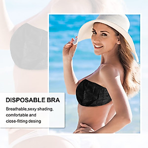 JUNFAN 50 Pack Womens Disposable Vacation Bra Strapless Underwear Individually Wrapped General Size for Beauty Salon, SPA, Spray Tanning Black