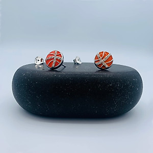 Men's Basketball Earrings - Basketball Stud Earrings for Women - Sports 925 Basketball Jewelry (Basketball)